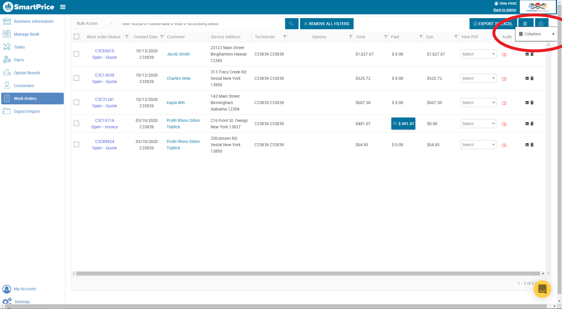 Filtering The Work Order Grid – Profit Rhino