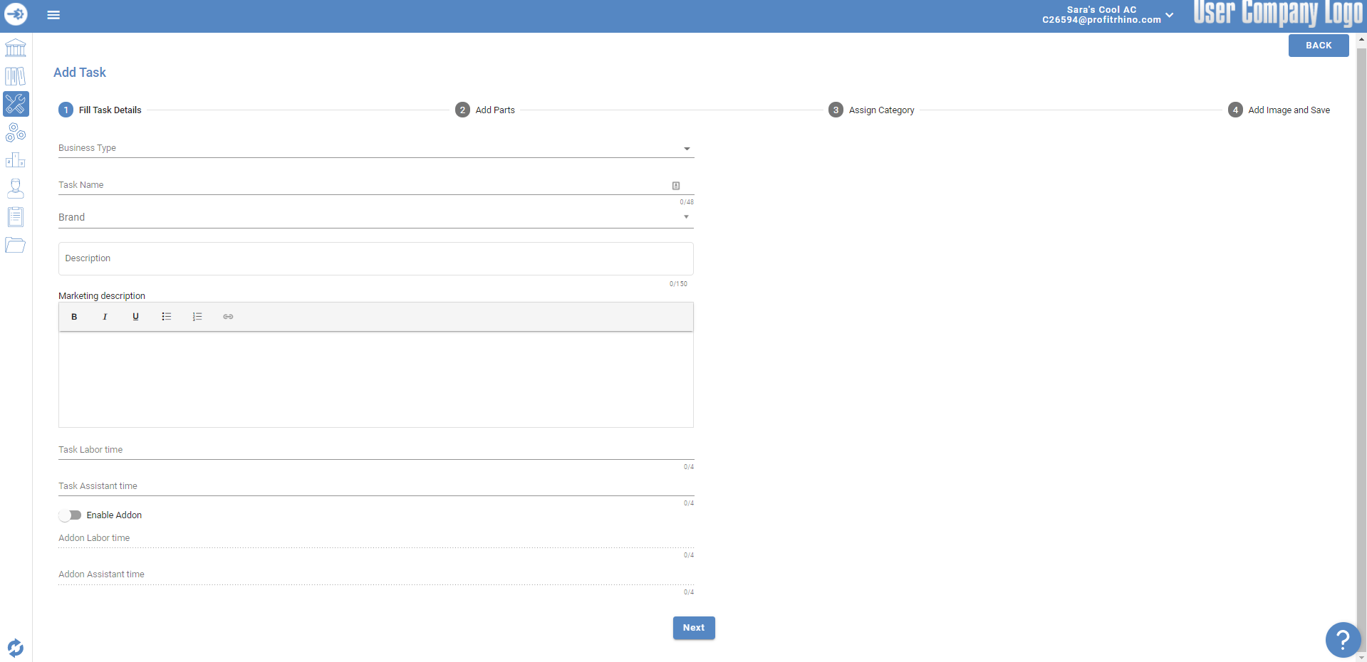 Creating A Task – Profit Rhino