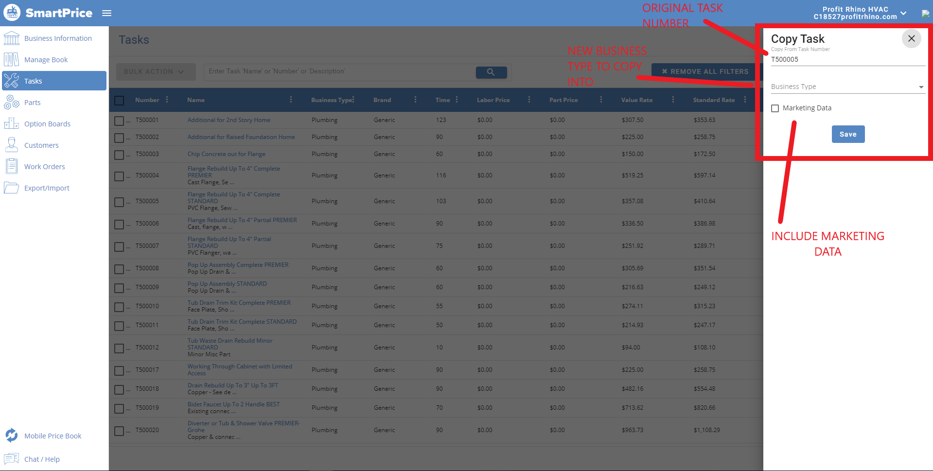 Copying & Inactivating Tasks – Profit Rhino